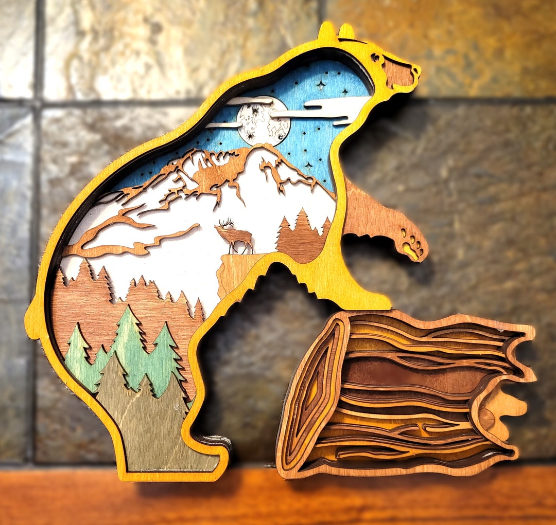Wooden Bear on Log: A Majestic Forest Friend! - Etsy