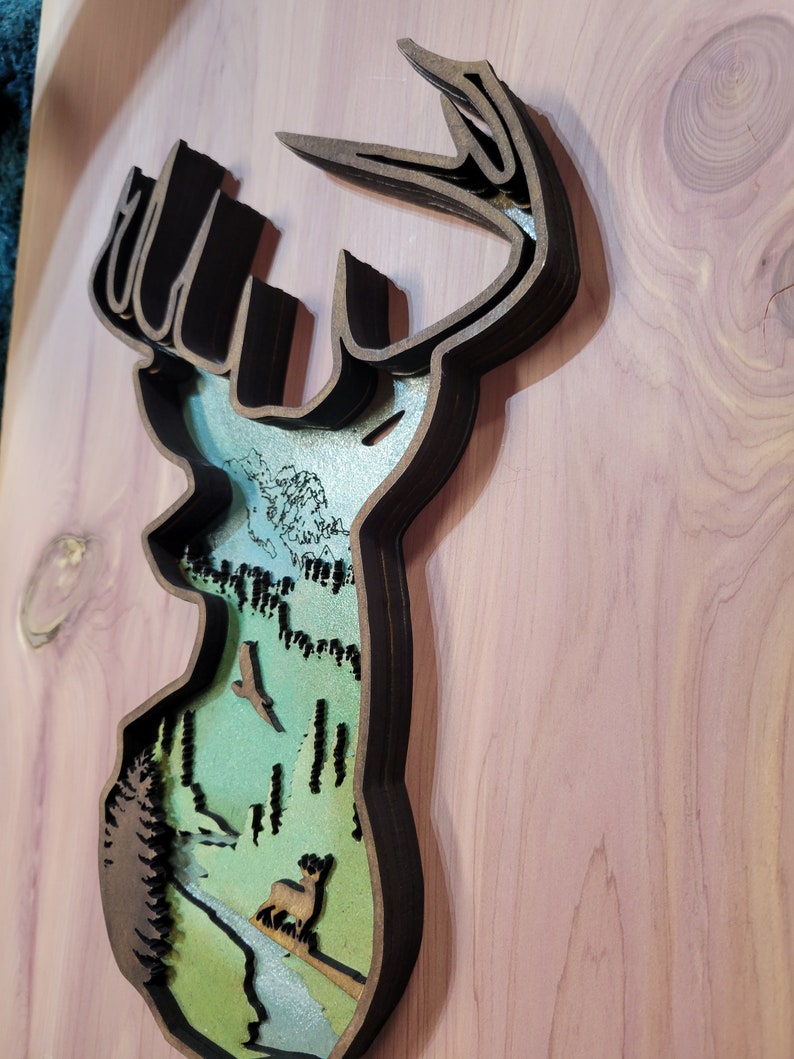 3D Multi-layered Deer With Mountain Scene - Etsy
