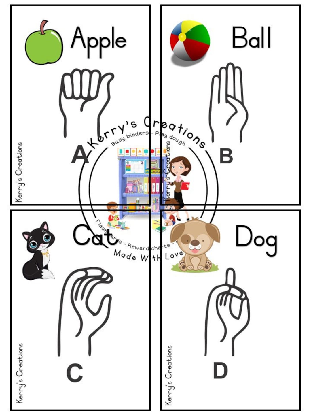 ABC Sign Language With Pictures Flashcards DIGITAL, Sign Language ...