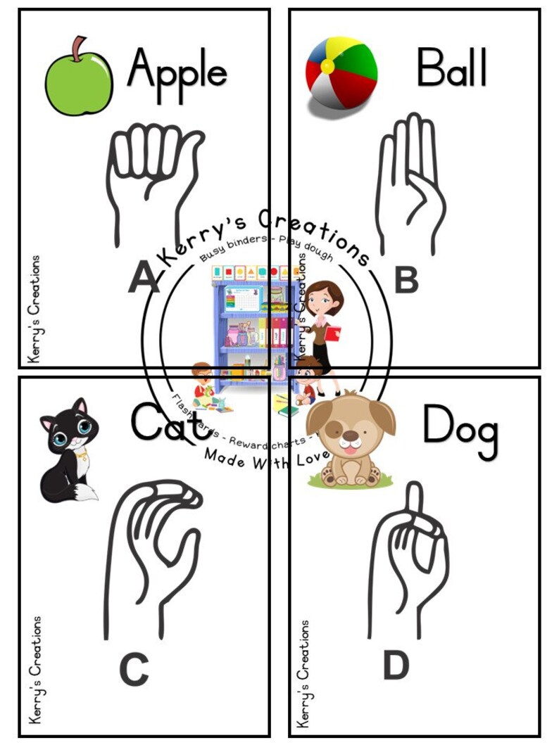 ABC Sign Language With Pictures Flashcards DIGITAL, Sign Language ...