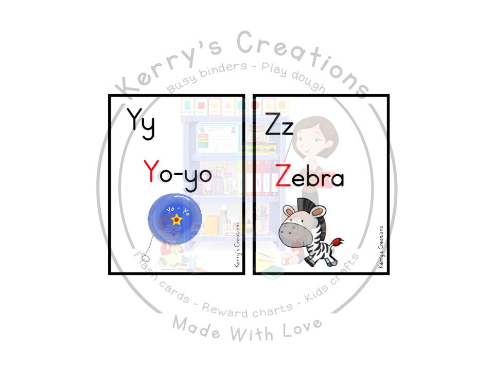 26 Printable Alphabet Flash Cards. ABC Printable Picture Flashcards ...