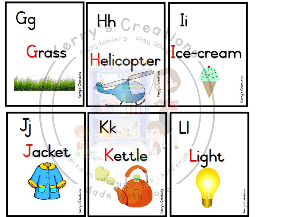 26 Printable Alphabet Flash Cards. ABC Printable Picture Flashcards ...