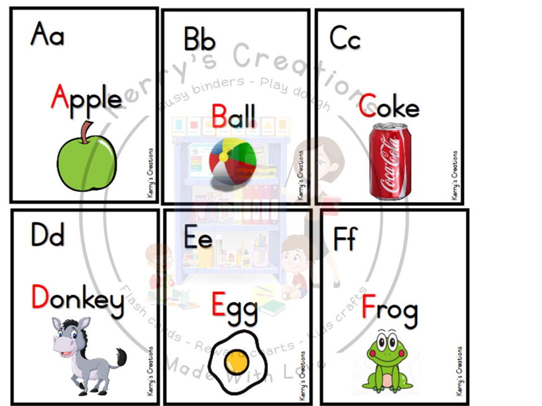 26 Printable Alphabet Flash Cards. ABC Printable Picture Flashcards ...