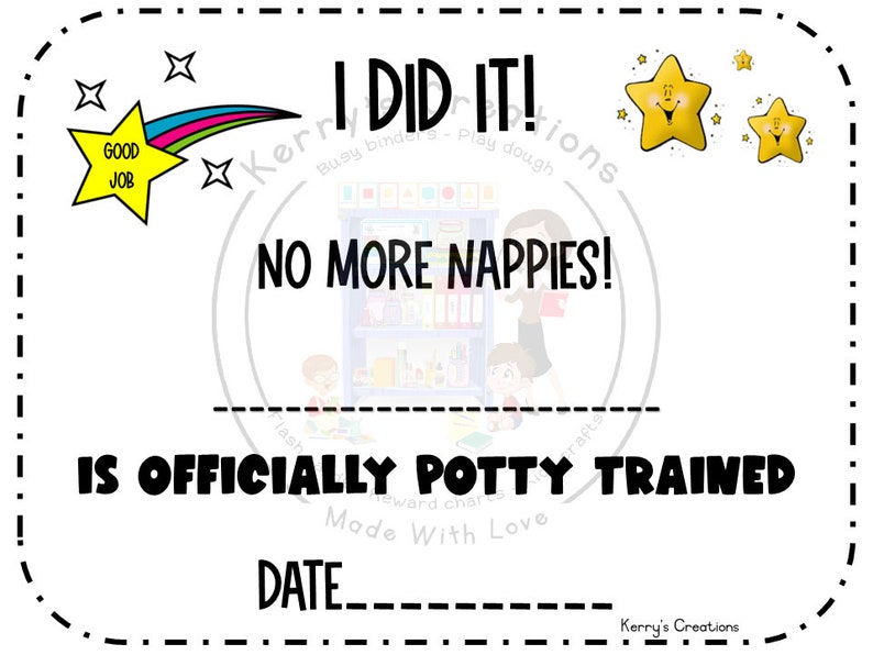 Potty Training Customizable Certificate Printable PDF - Etsy