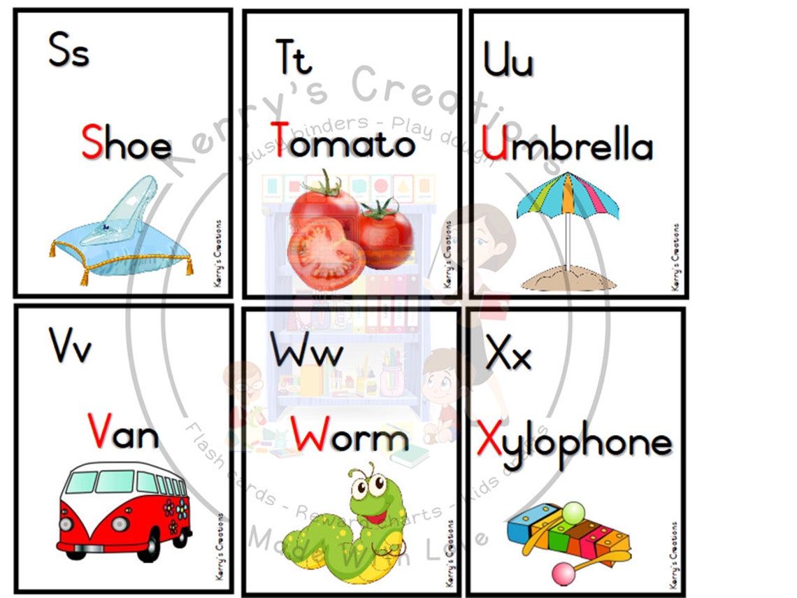 26 Printable Alphabet Flash Cards. ABC Printable Picture Flashcards ...