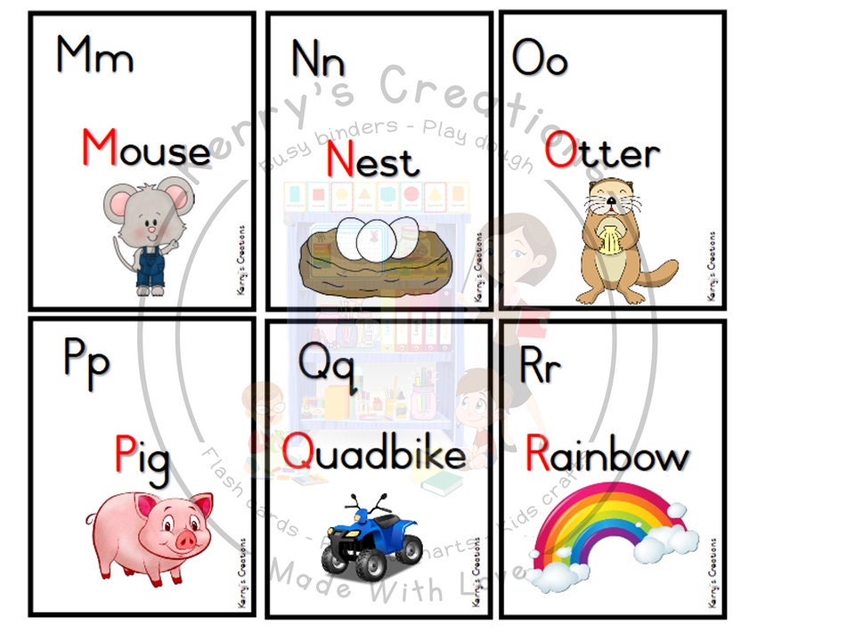 26 Printable Alphabet Flash Cards. ABC Printable Picture Flashcards ...