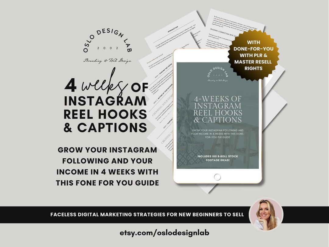 4 Weeks of Instagram Reel Hooks and Captions Ebook With Master Resell Rights and PLR Done-for ...