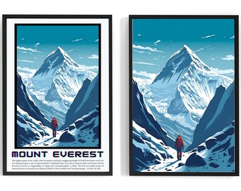 Mount Everest Retro Poster Design Mountain Landscape - Etsy