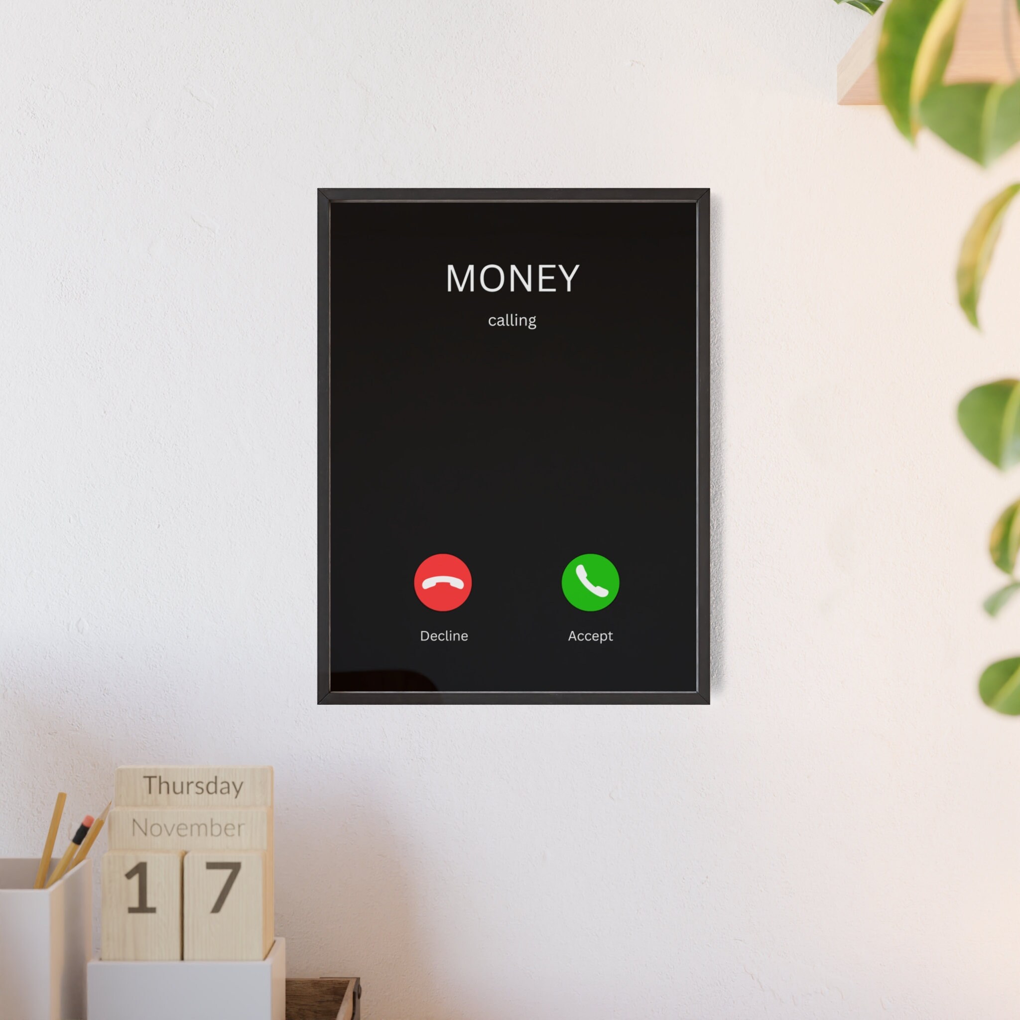 Money Calling: Motivational Wall Art Entrepreneur Inspirational Wooden ...