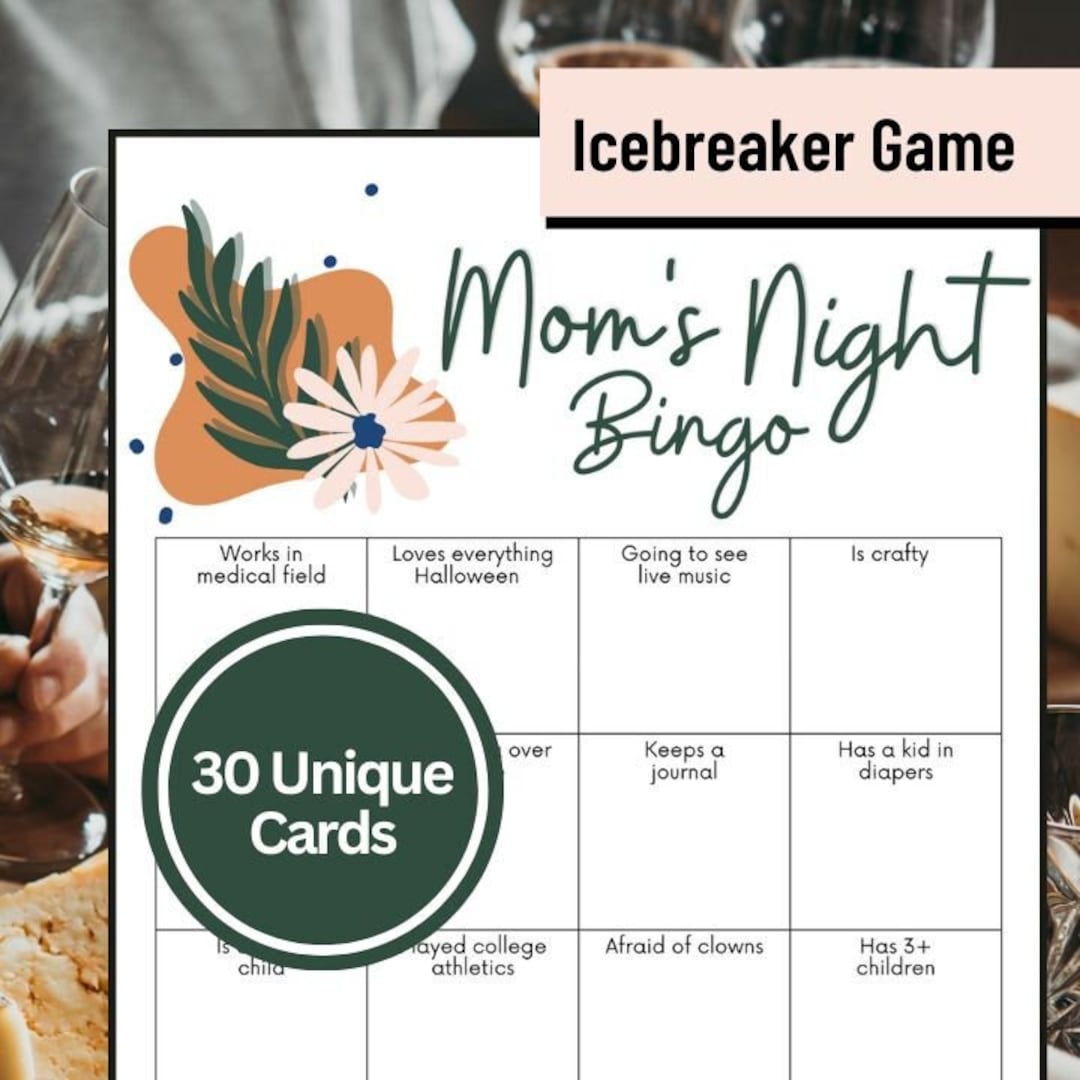 Mom's Night Icebreaker - Get to Know You Bingo Game - Instant Download ...