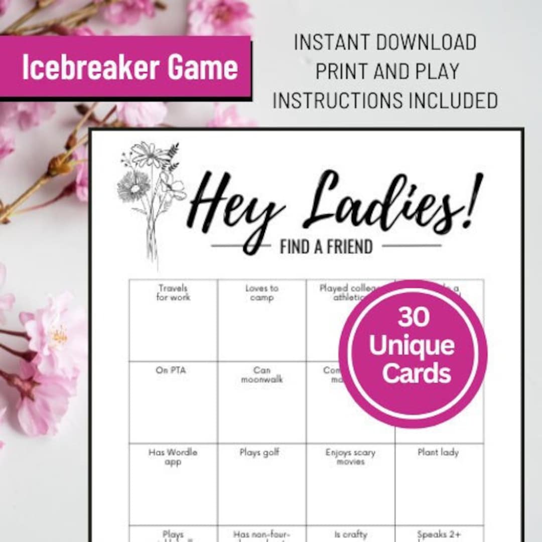 Ladies Night Icebreaker! Get to Know You Bingo Game - Instant Download ...