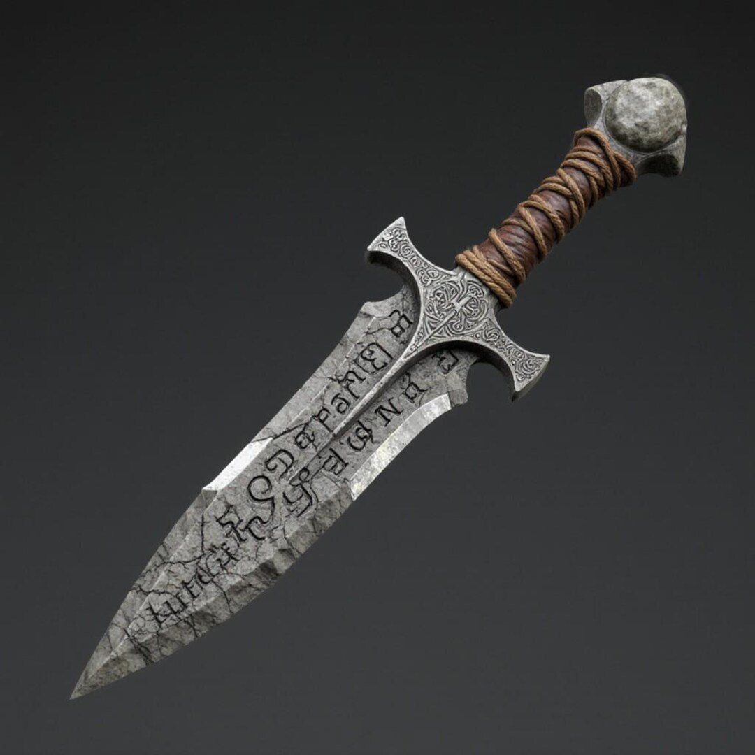 Runic Stone Dagger STL File | Ancient Fantasy Knife 3D Printable Gothic ...