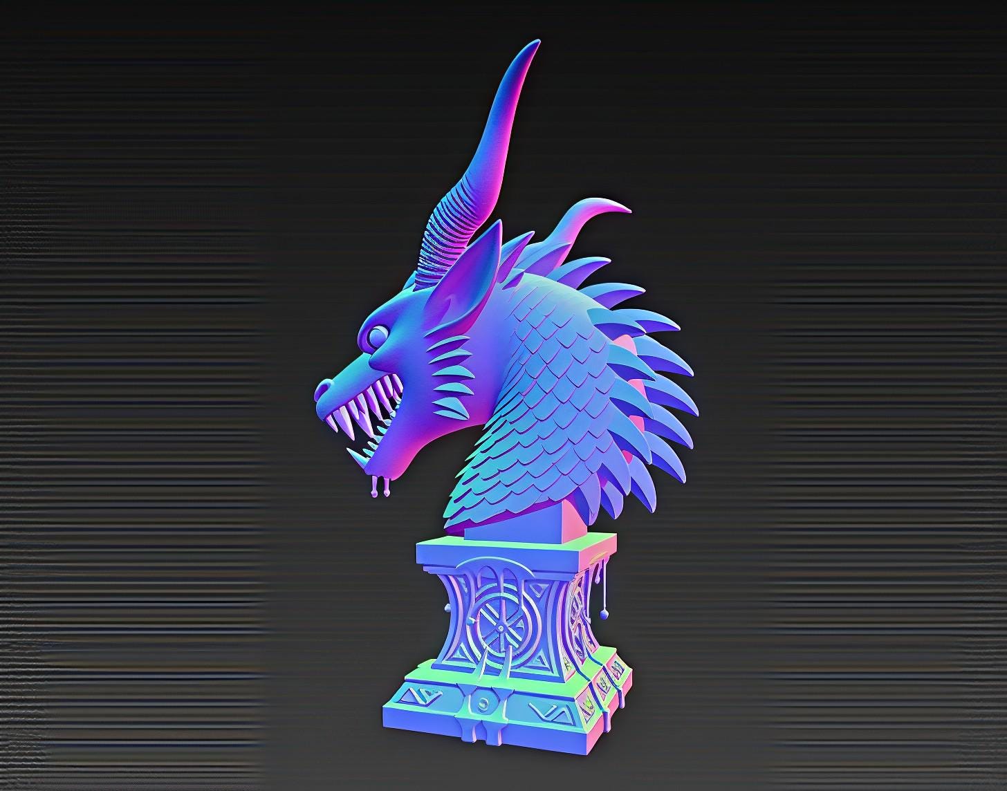 Blood Dragon Bust STL File | Gothic Horror 3D Sculpture (digital ...