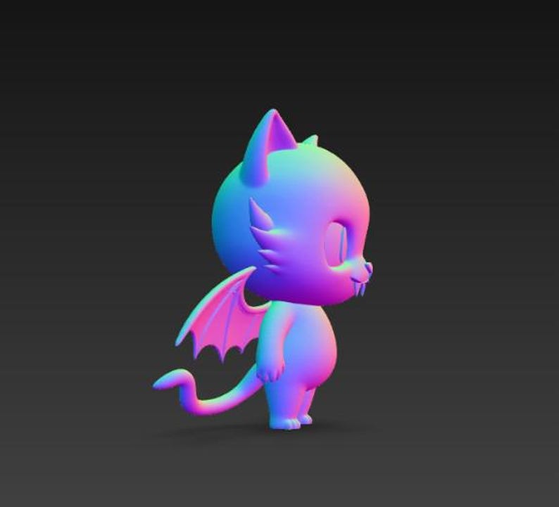 Demon Cat STL File | Bat Winged Kitten 3D Printable (digital Download ...