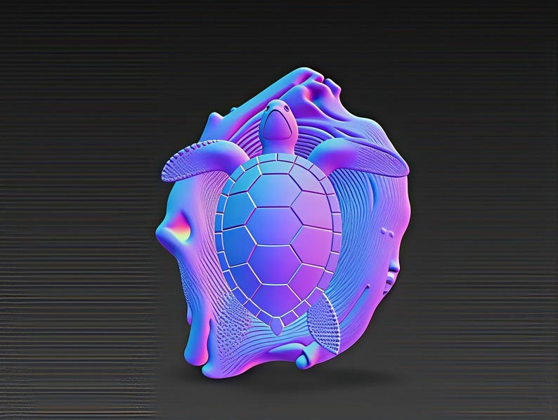 Sea Turtle Relief STL File: 3D Printable Ocean Sculpture (digital ...