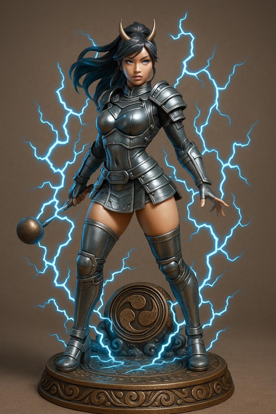 Thunder Valkyrie Female Warrior STL File – Lightning Fantasy 3D Model ...