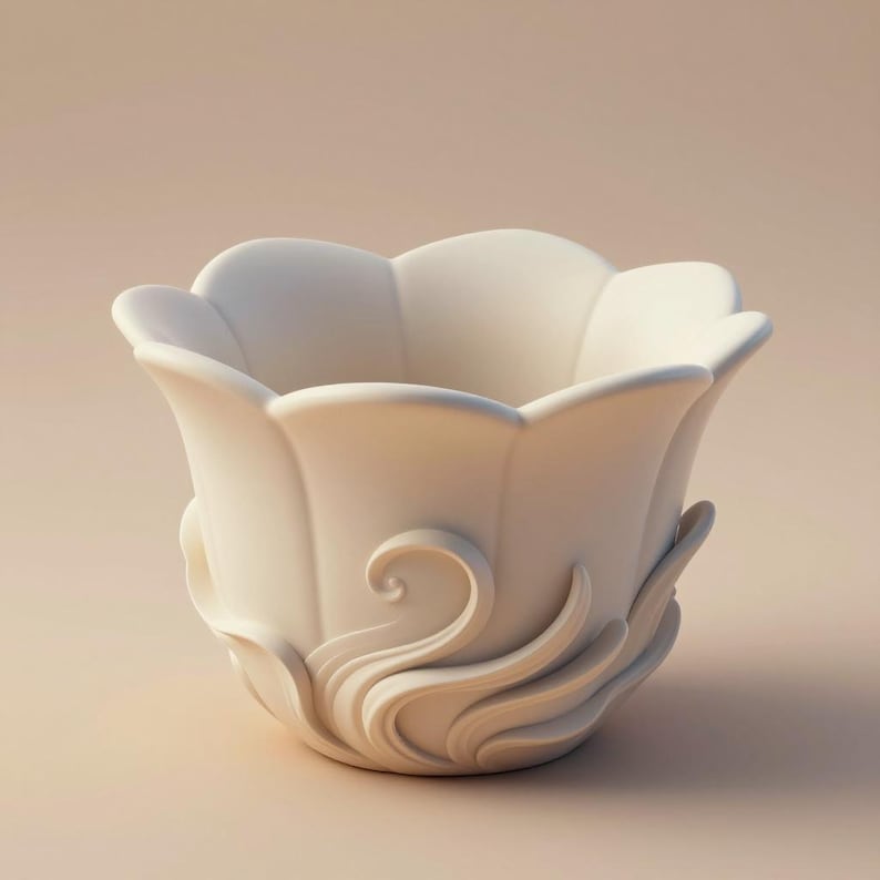Elegant Flower Bowl STL File – Floral Planter for 3D Printing, Digital ...