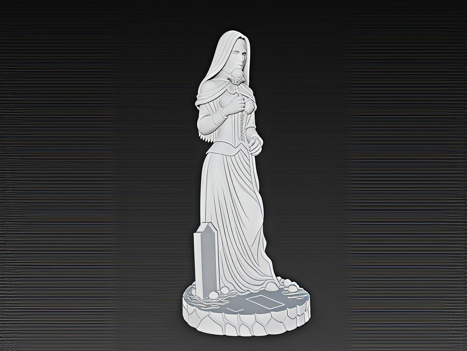 Gothic Lady Statue STL File | Dark Mourning Woman With Rose 3D ...