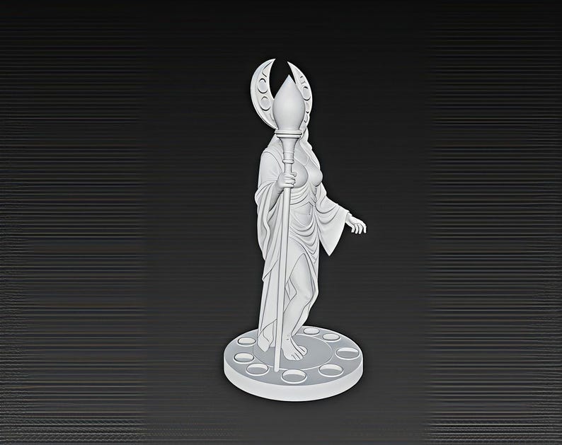 Moon Goddess Statue STL File | Mystical Fantasy Female Figure 3D ...