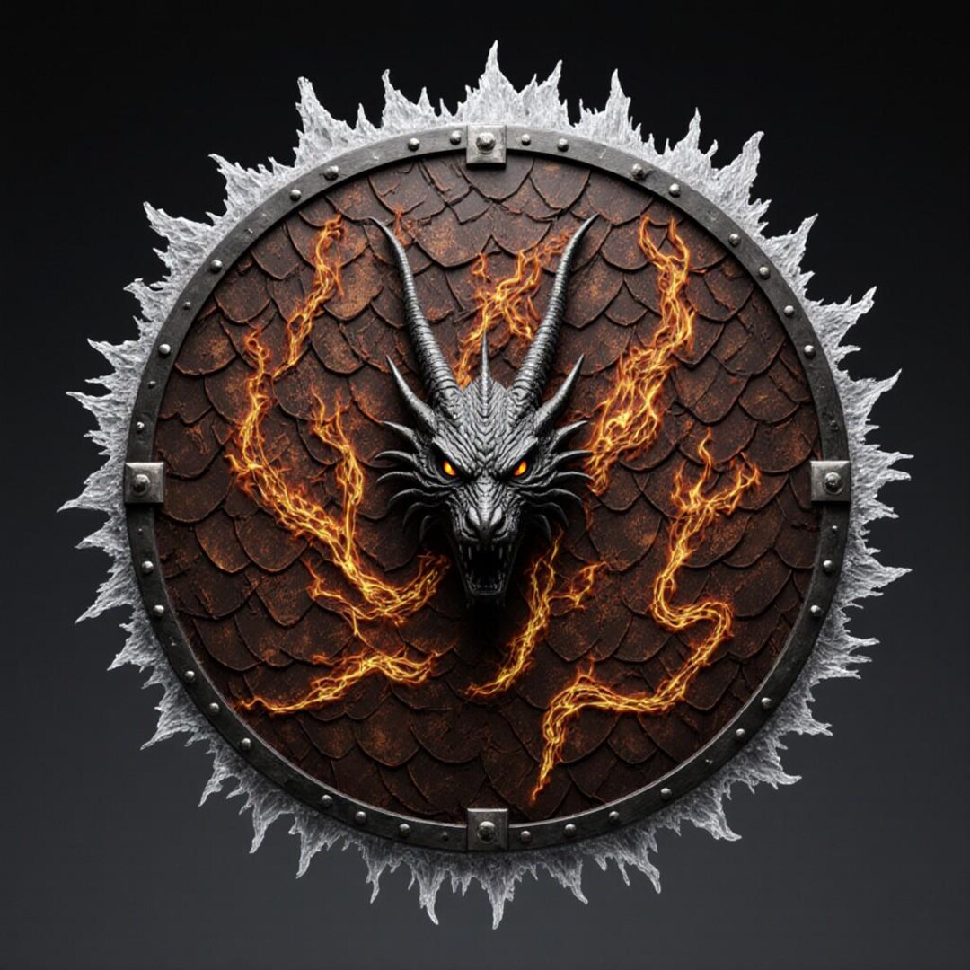 Dragon Shield STL File With Fire Flames Design for 3D Printing - Etsy