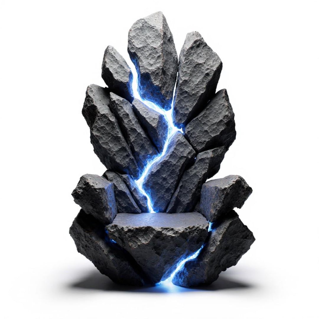 Stone Throne STL File: Lightning Rock Chair 3D Model (digital Download ...