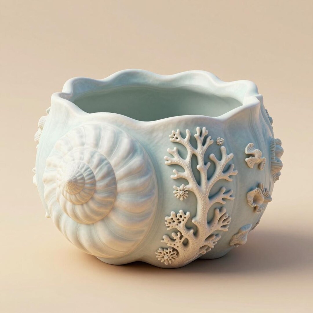 Seashell Coral Planter STL File – Ocean Inspired Pot for 3D Printing ...