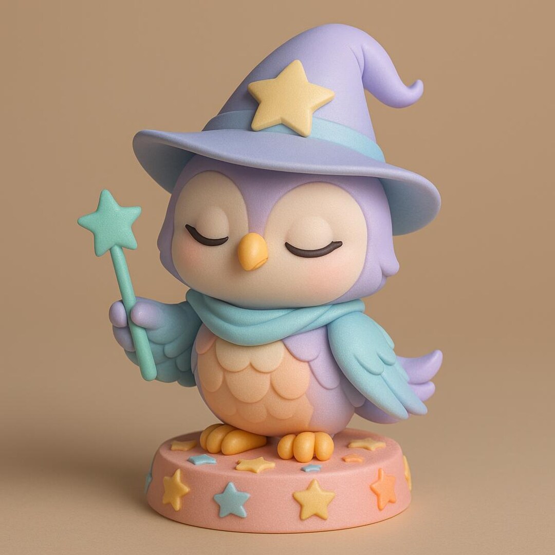 Chibi Owl Wizard Figurine: 3D Printable STL Model (digital Download ...
