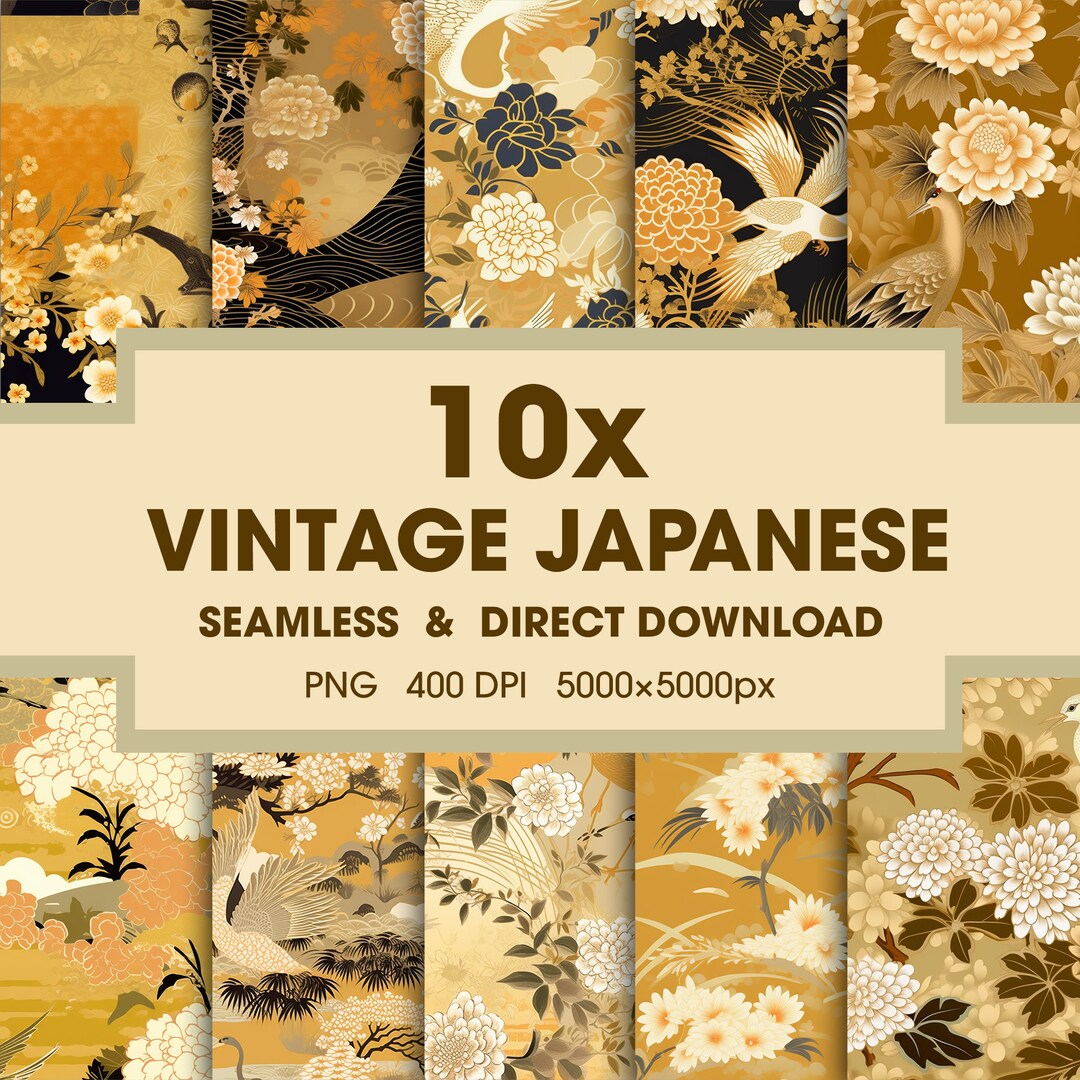 10+ Vintage Japanese Digital Paper, Seamless Digital Set, Digital ...