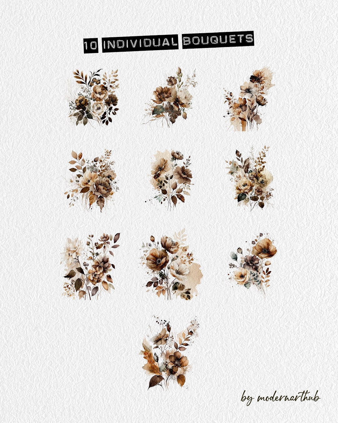 40 MEGA BUNDLE Watercolor Bouquets Clipart Brown Botanical - Etsy