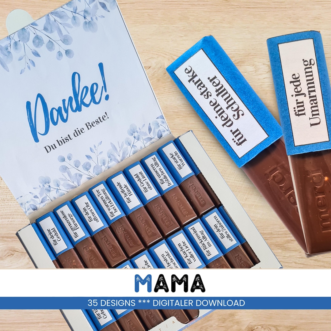Merci Chocolate Banderoles for Mom as a Thank You or Small Gift Digital ...