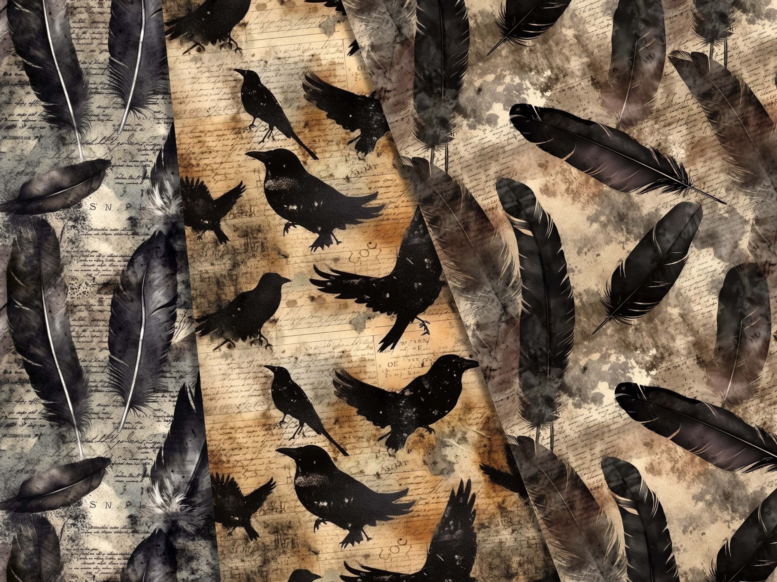 Seamless Distressed Raven Dark Digital Paper Scrapbook Printable Paper ...