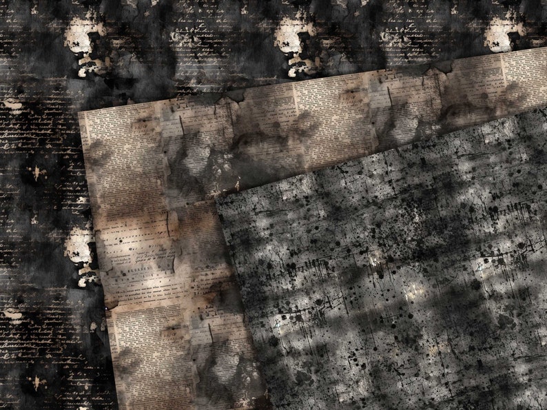 Seamless Distressed Dark Black Digital Paper for Scrapbook Printable ...