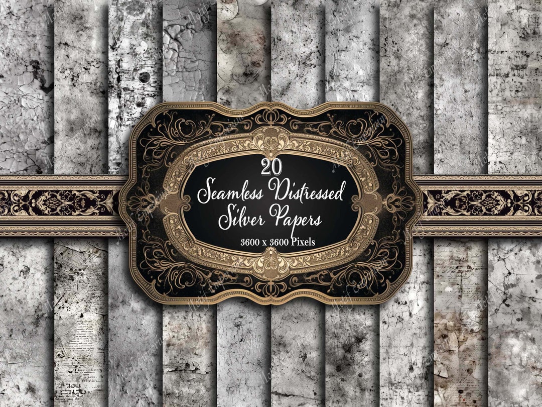 Seamless Distressed Silver Digital Paper for Scrapbook Printable Paper ...