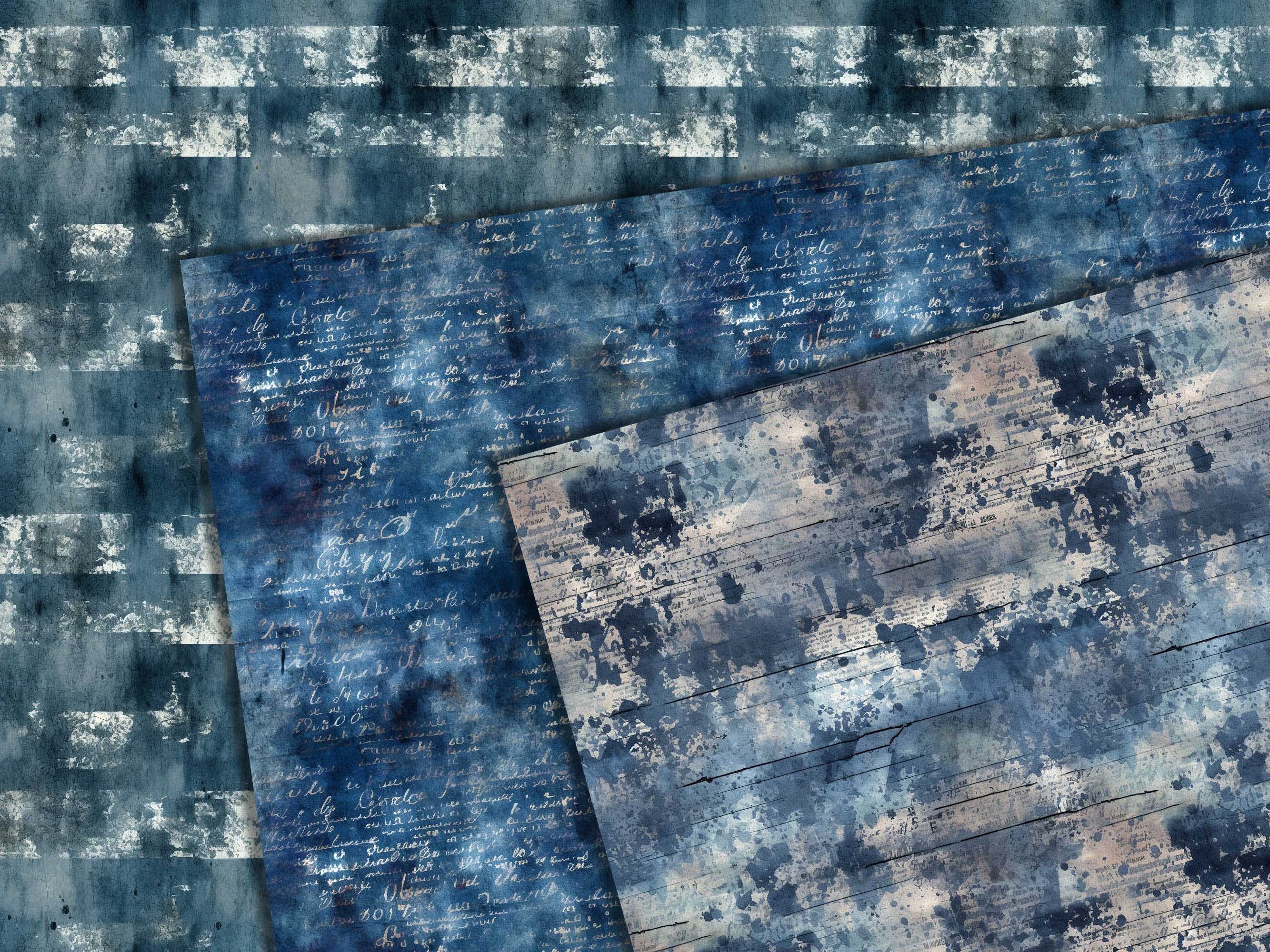 Seamless Distressed Blue Digital Paper for Scrapbooking Printable Paper ...