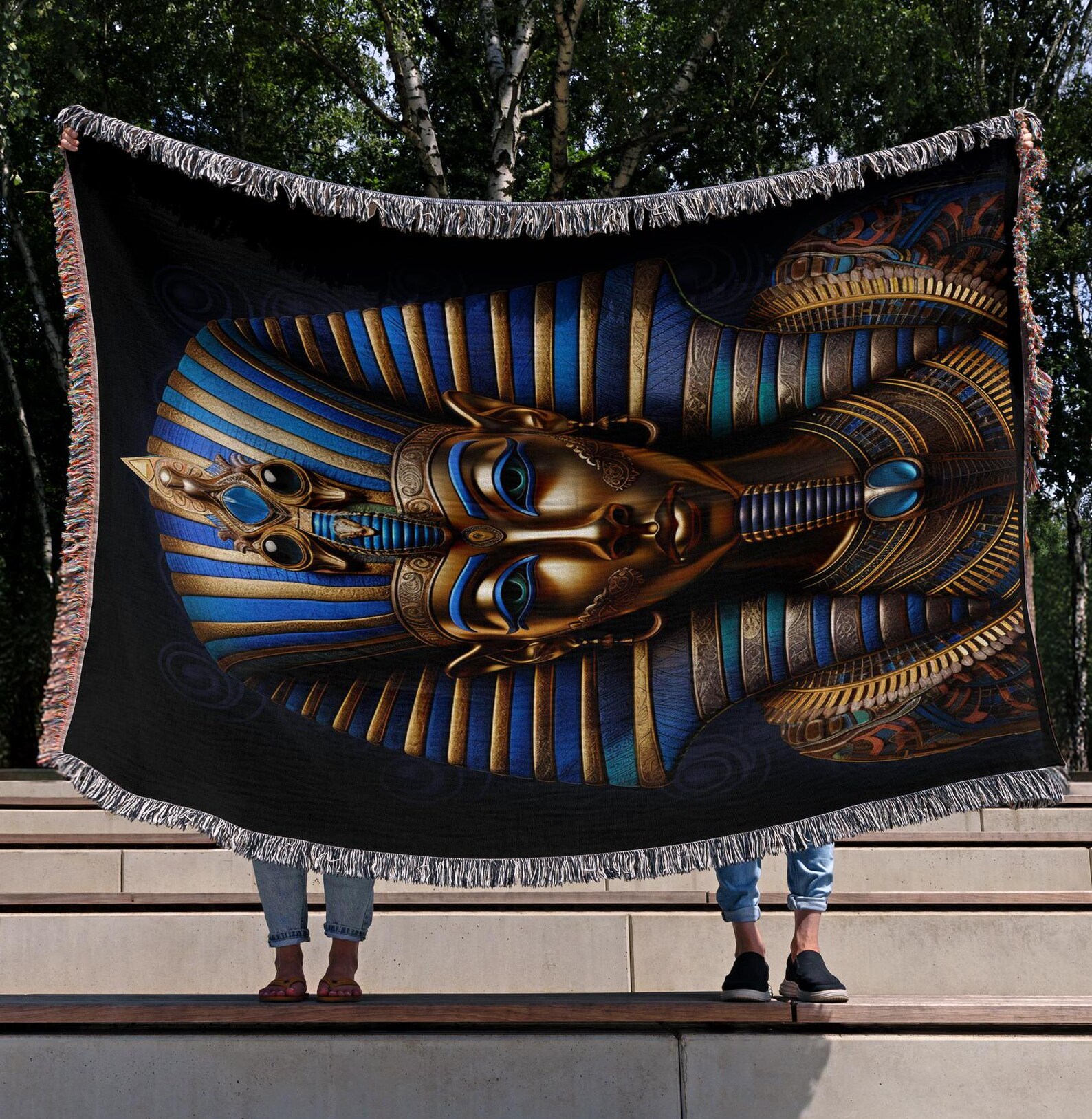 Ancient Egyptian Golden Pharaoh Throw Blanket - Egyptian Home Decor ...
