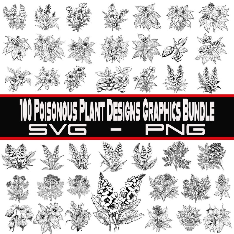 Poisonous Plants Graphics Bundle, PNG and SVG Files, Instant Download ...