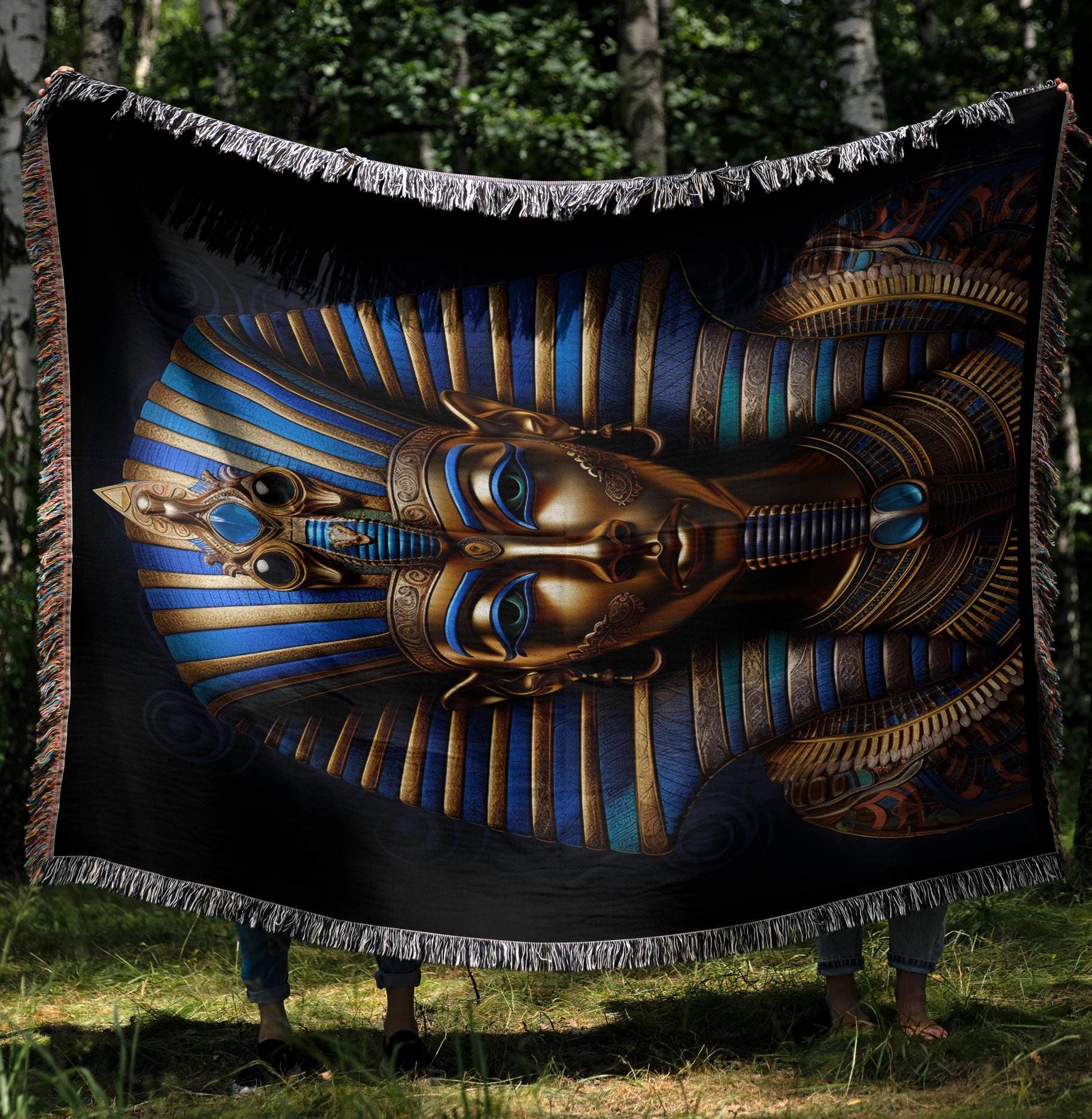 Ancient Egyptian Golden Pharaoh Throw Blanket - Egyptian Home Decor ...