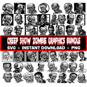 Halloween Horror SVG Bundle, Creep Show PNG Files, Zombie Graphics ...