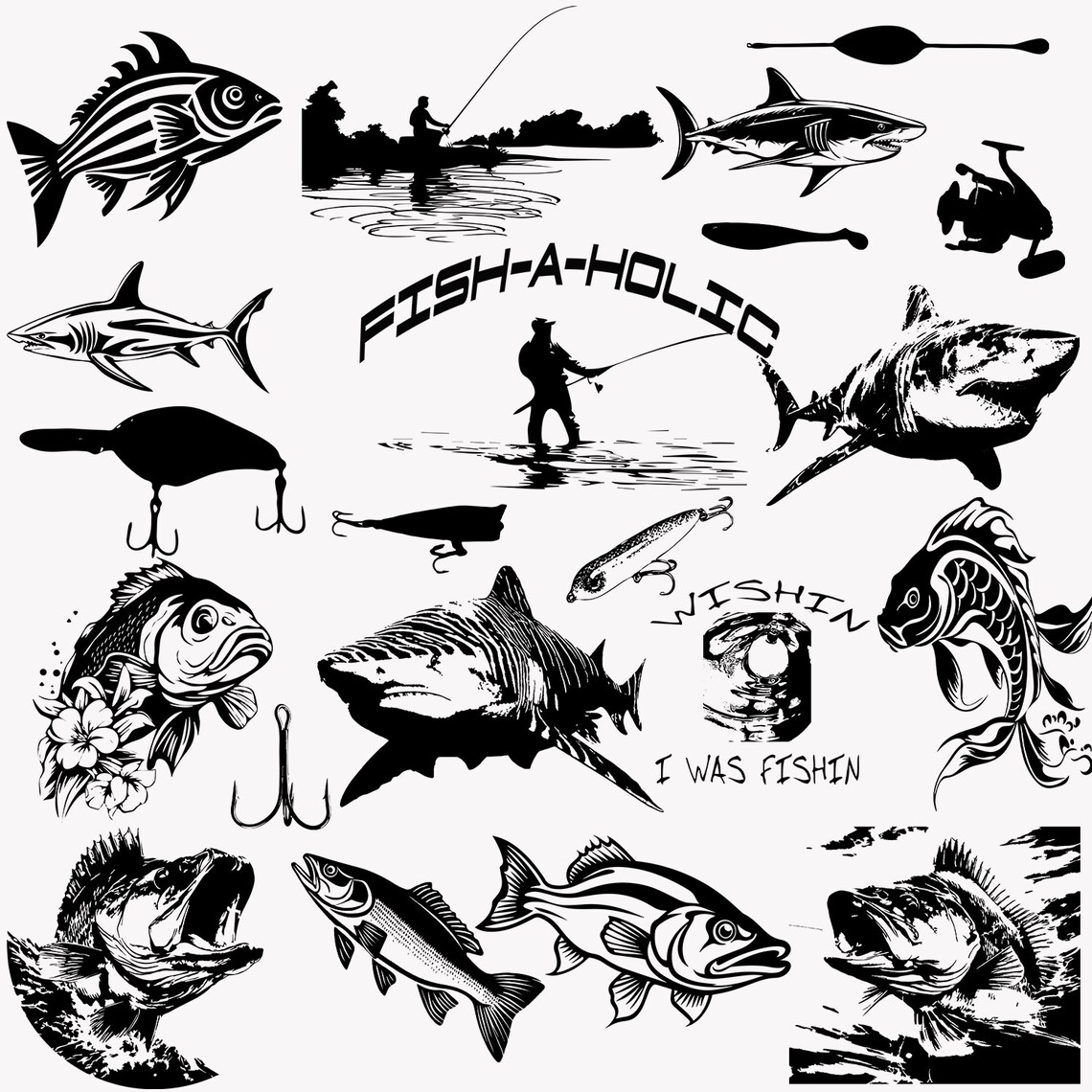 Fishing SVG Bundle Fishing Pngs, SVG Cut Files Cricut, Silhouette ...