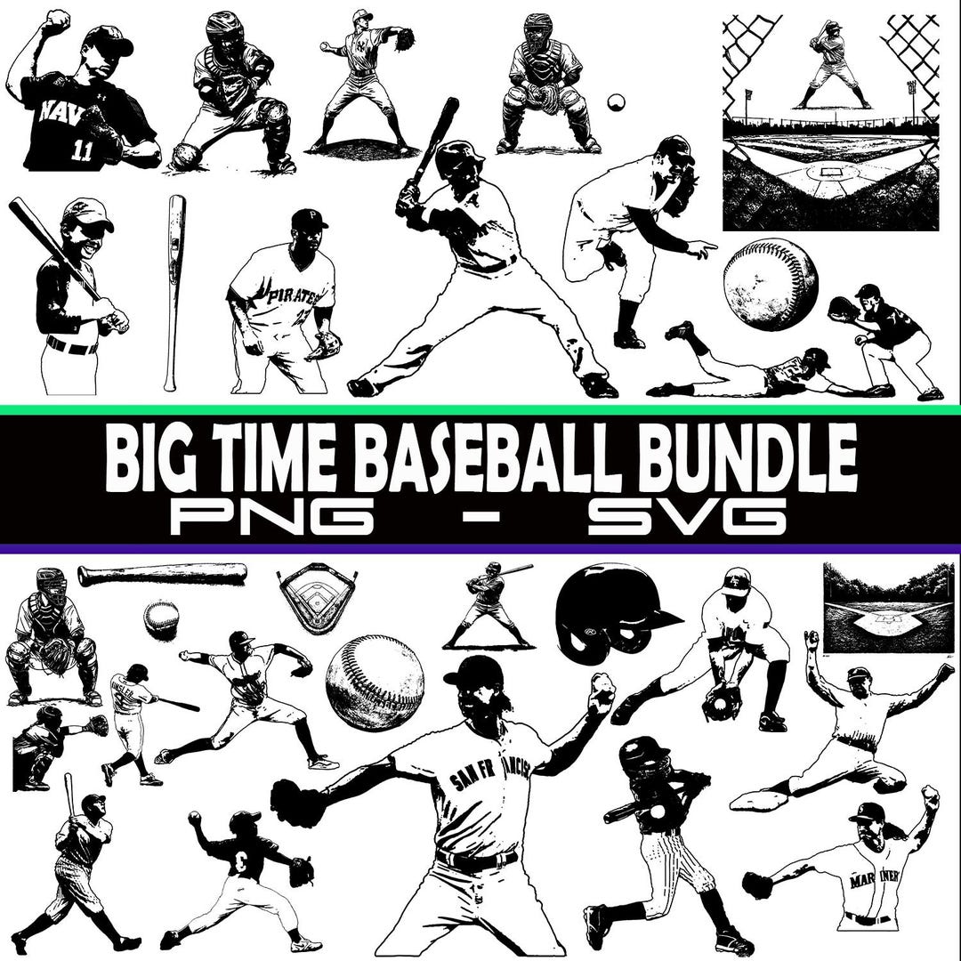 Big Time Baseball Bundle, Baseball PNG Files, Baseball Graphics ...