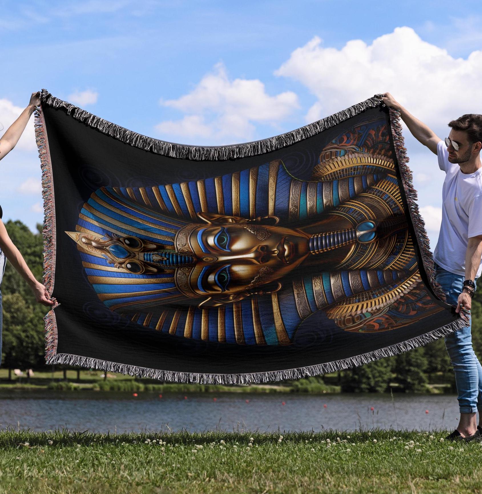 Ancient Egyptian Golden Pharaoh Throw Blanket - Egyptian Home Decor ...