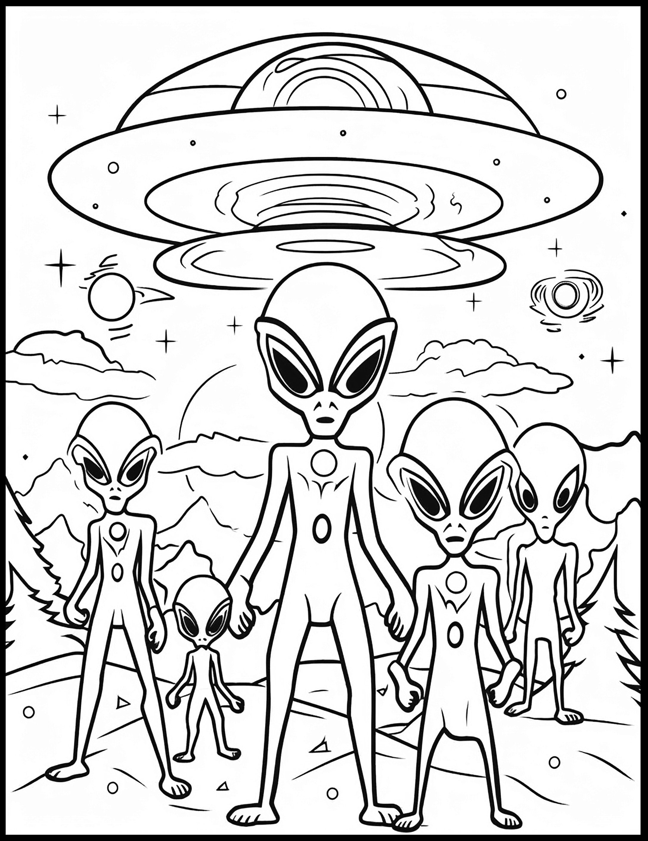 Alien Coloring Pages Bundle, Space Ship Coloring, Astronaut, 60 Pages ...