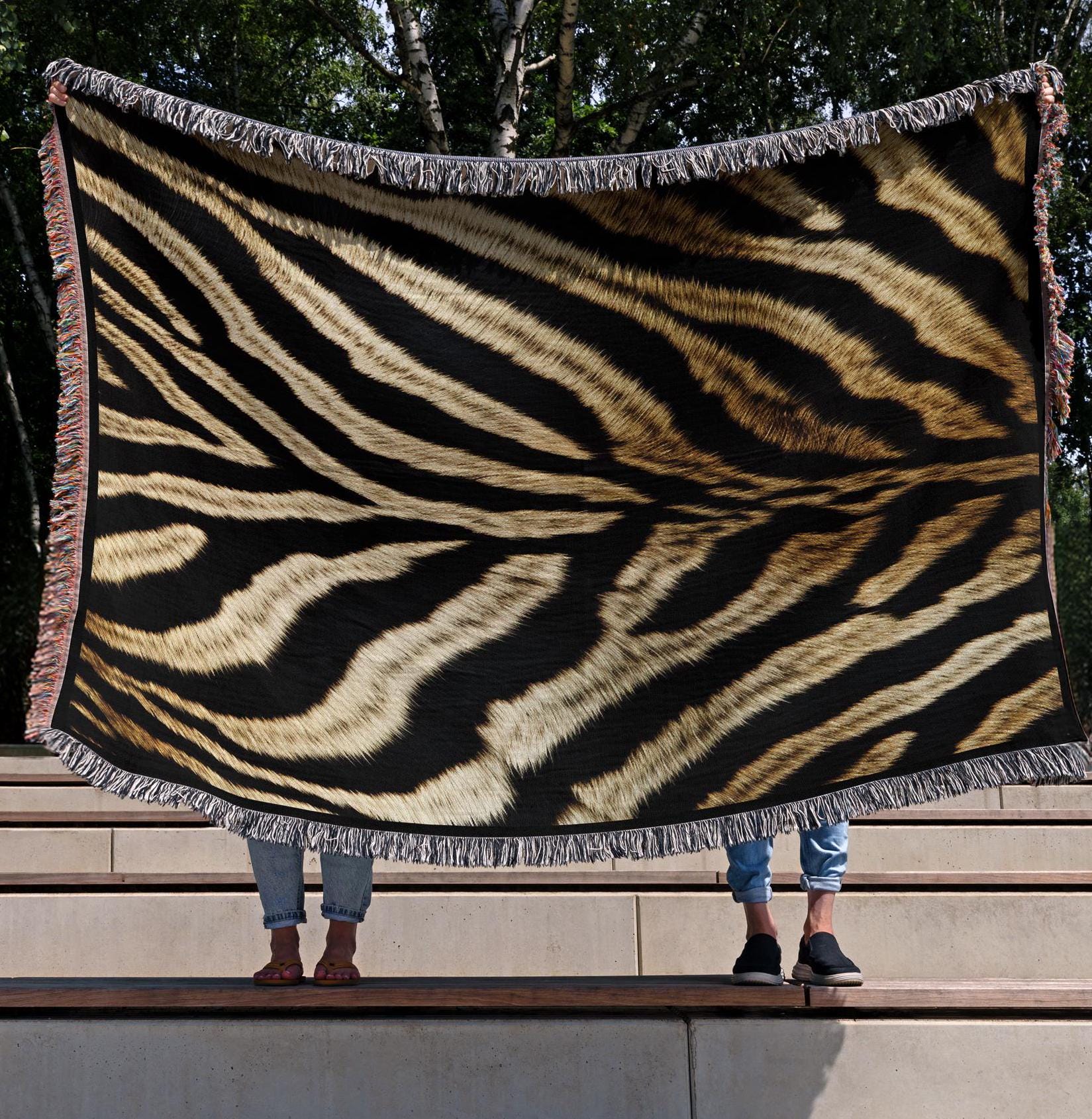 Zebra Skin Cozy Woven Throw Blanket, Zebra Skin Blanket, Animal Throw ...