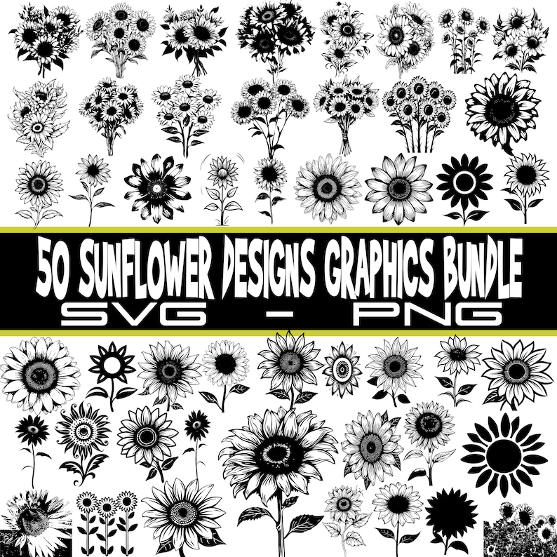 Sunflower Graphics SVG Bundle, Sunflower PNG Files, Flower Graphics ...