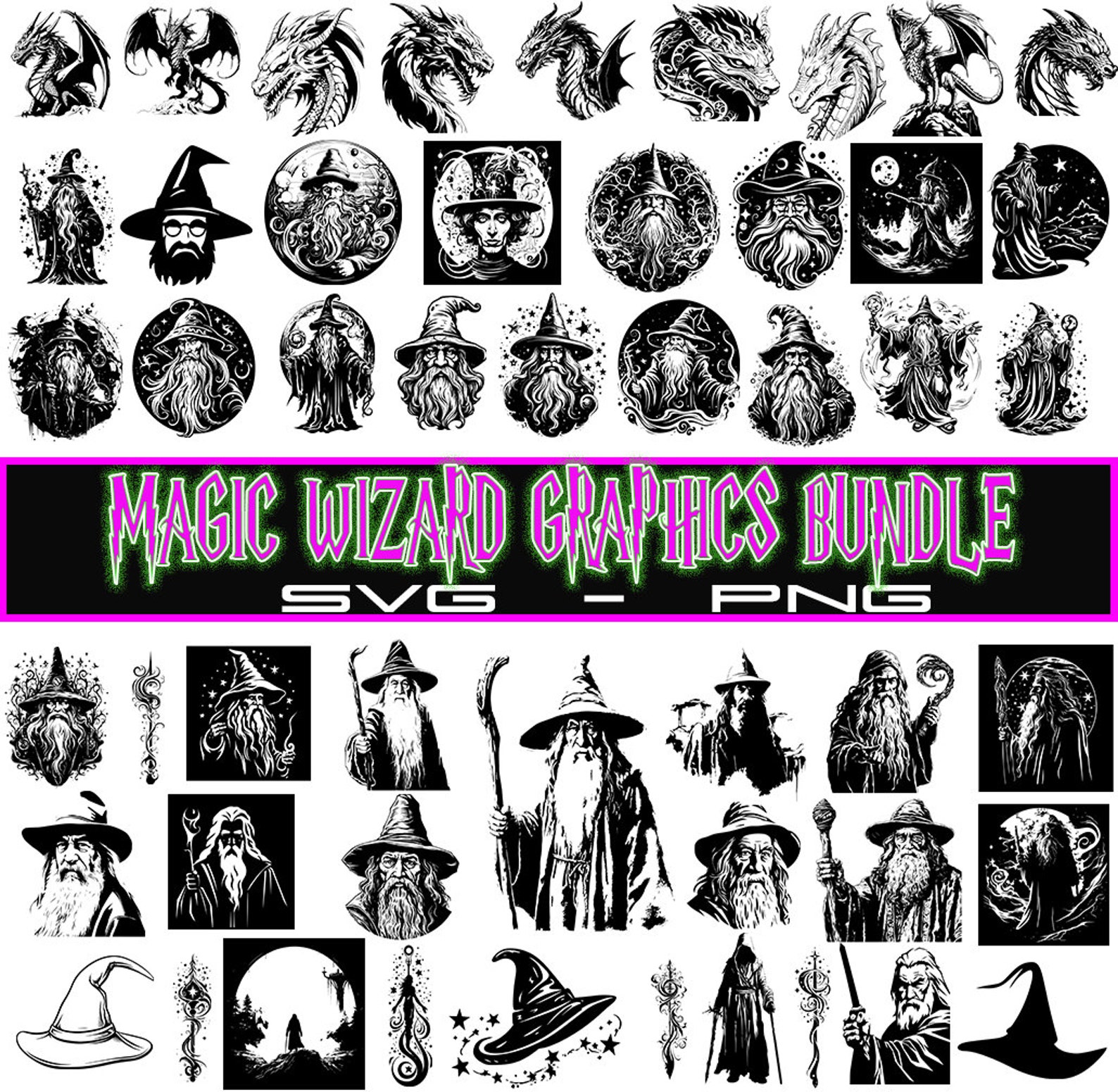 Magic Wizard SVG Bundle, Magical Wizard PNG Files, Magic Wizard ...