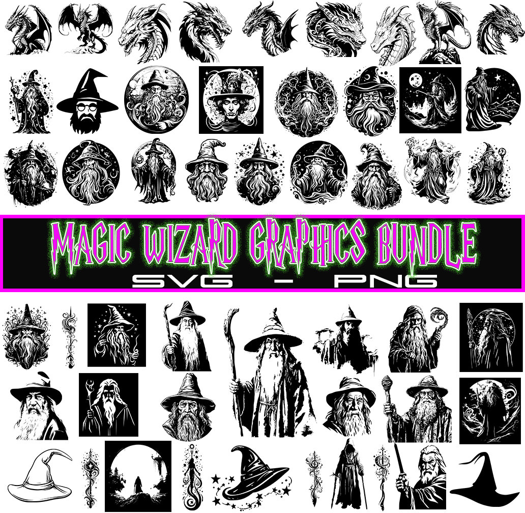 Magic Wizard SVG Bundle, Magical Wizard PNG Files, Magic Wizard ...