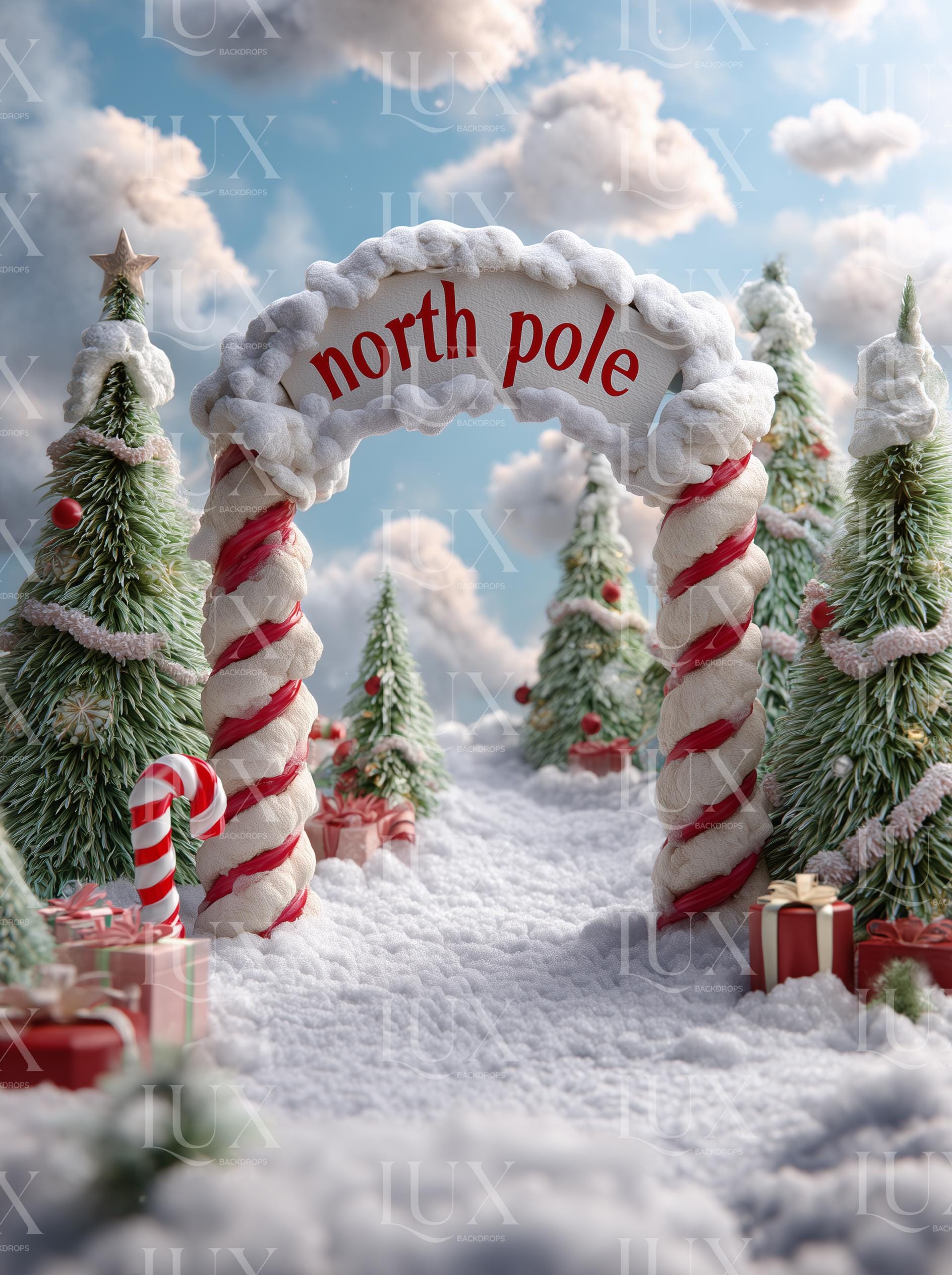 North Pole Christmas Digital Background, Winter Digital Backdrop ...