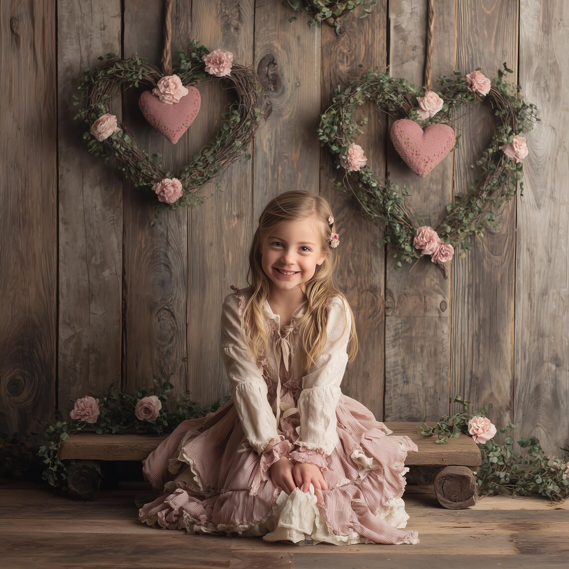Rustic Wood Plank With Wreath Digital Background, Digital Backdrop ...