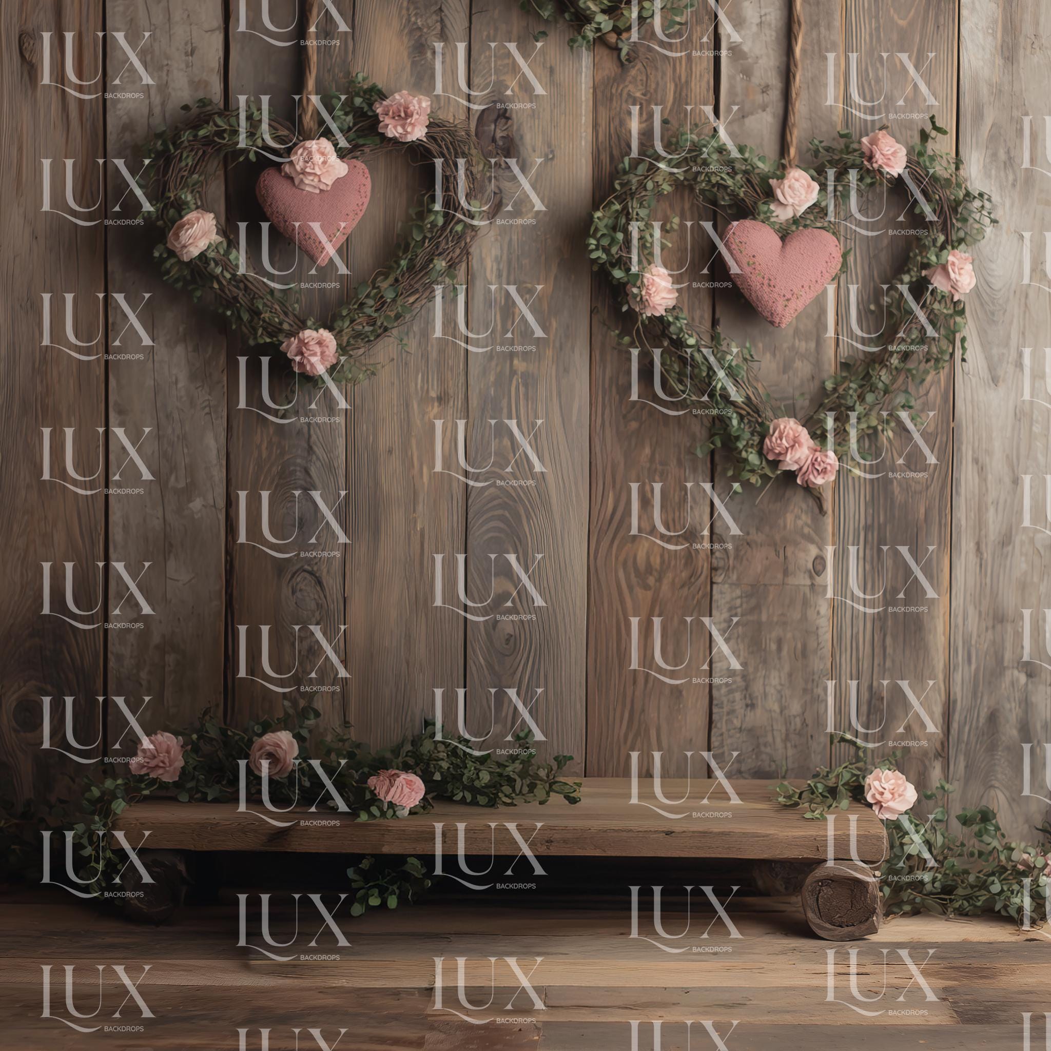 Rustic Wood Plank With Wreath Digital Background, Digital Backdrop ...