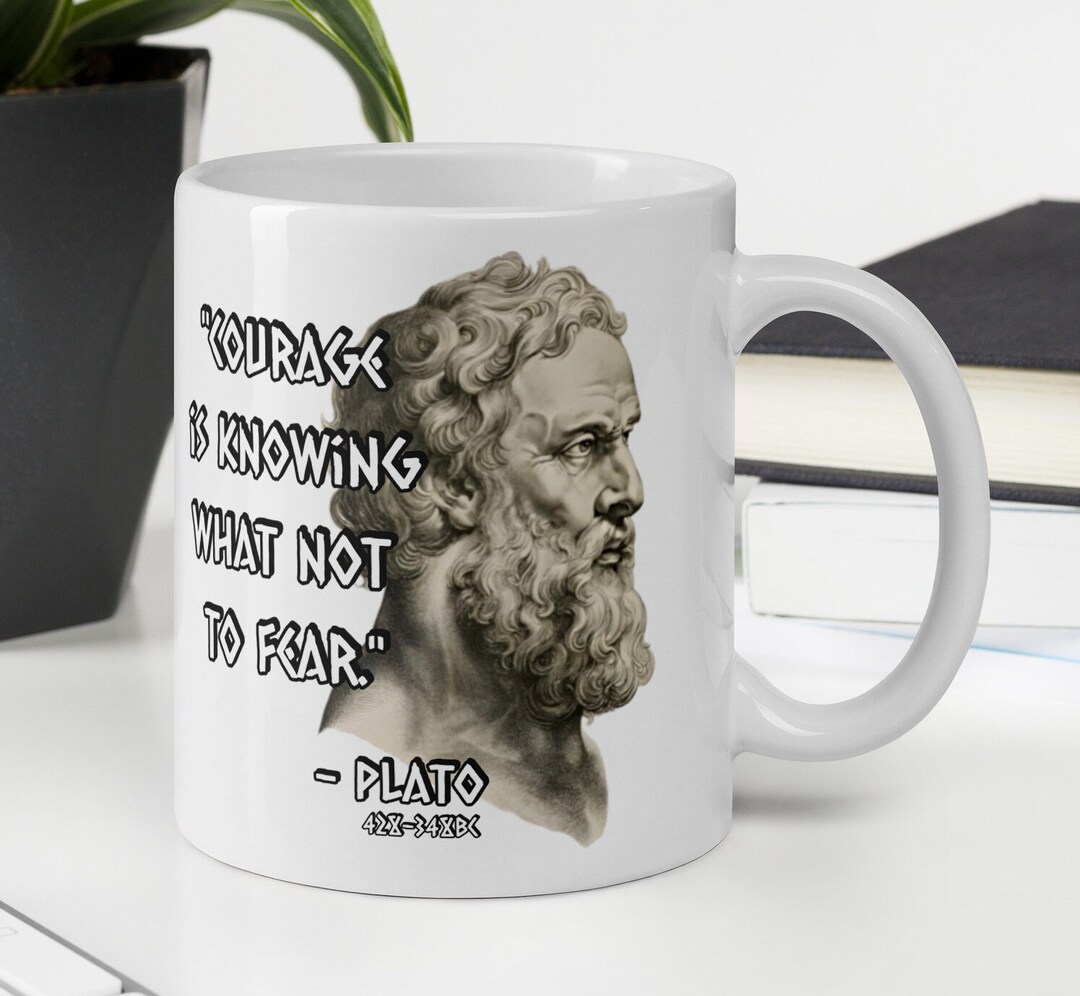 Plato - MUG - "courage is Knowing What Not to Fear." - Ancient Greek ...